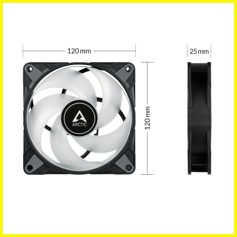 Arctic P12 PWM PST A-RGB 0dB Semi-Passive 120 mm Fan with Digital A-RGB ...