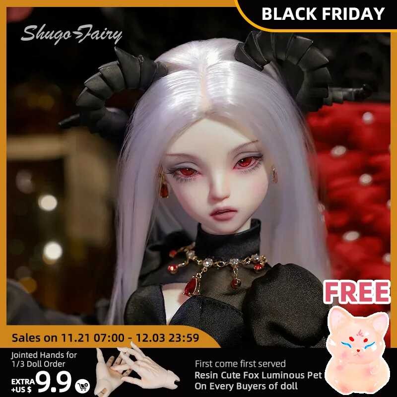 Bjd Bubo Doll 1/4 Barly sy Dark Red Goat Witch Magic Black Robe Lace ...