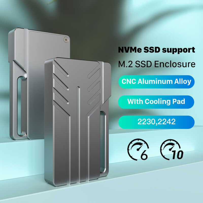 NVMe M.2 2230 2242 SSD Enclosure Case PCIE 10Gbps 3.2 Gen2 USB C CNC ...