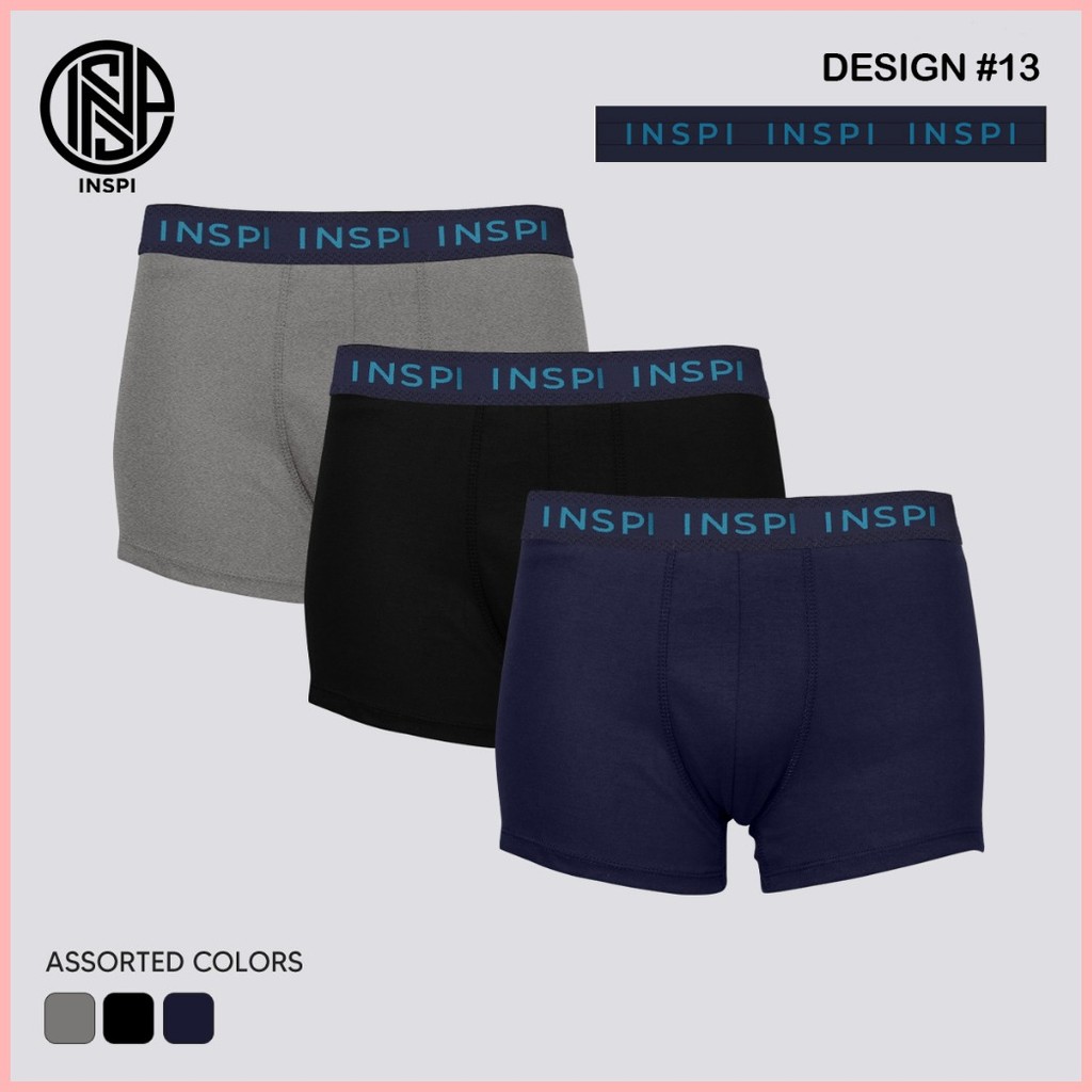INSPI Basics 3pcs Set Boxer Brief for Man Random Colors Boxers Shorts Underwear for Men Black ...