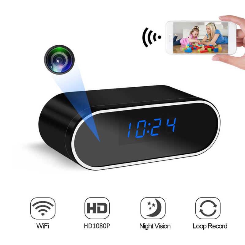 Camera Mini Clock Full HD 1080P Wifi Wireless IR Night Vision View DVR ...