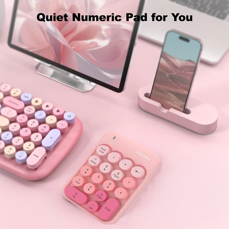 BOW USB 2.4G Wireless Number Keypad 18 Keys Retro Round Keycaps Colors ...