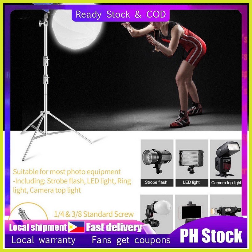 ☑ ♨ 280CM Light Stand Tripod Stainless Steel Heavy Duty Stand for ...