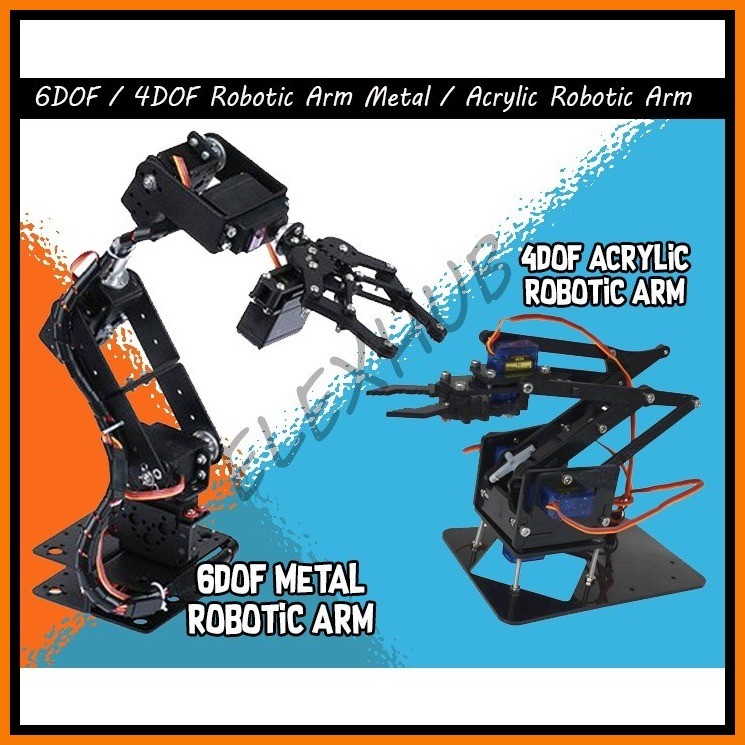 6DOF / 4DOF Mechanical Robot Arm Claw for Robotics DIY Kit Metal ...