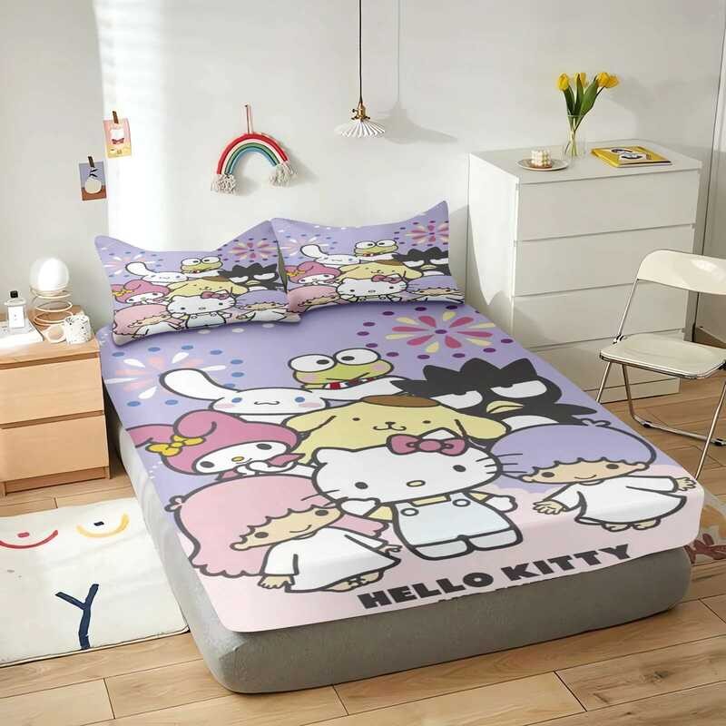Kids 7 Cartoon Sanrio Fitted Sheet Children Elastic Sheets Soft Cover ...