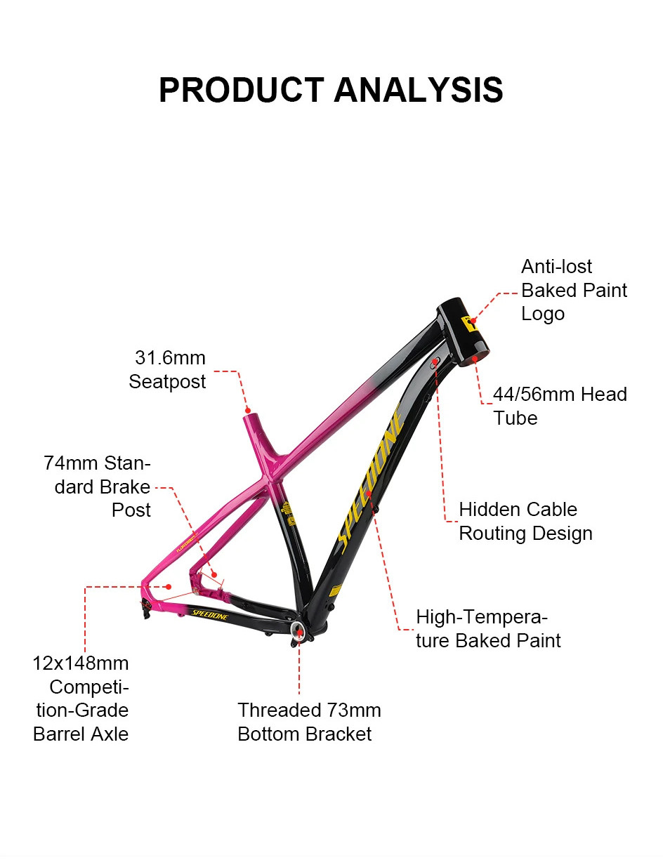 SPEEDONE Bicycle Frame 29er 148mm Aluminum 29 MTB Frame Tapered for ...