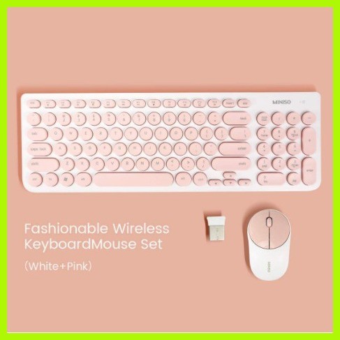 ⭐ ⊕ Miniso Wireless Keyboard Mouse Set Pink and Wireless Mouse Keyboard ...