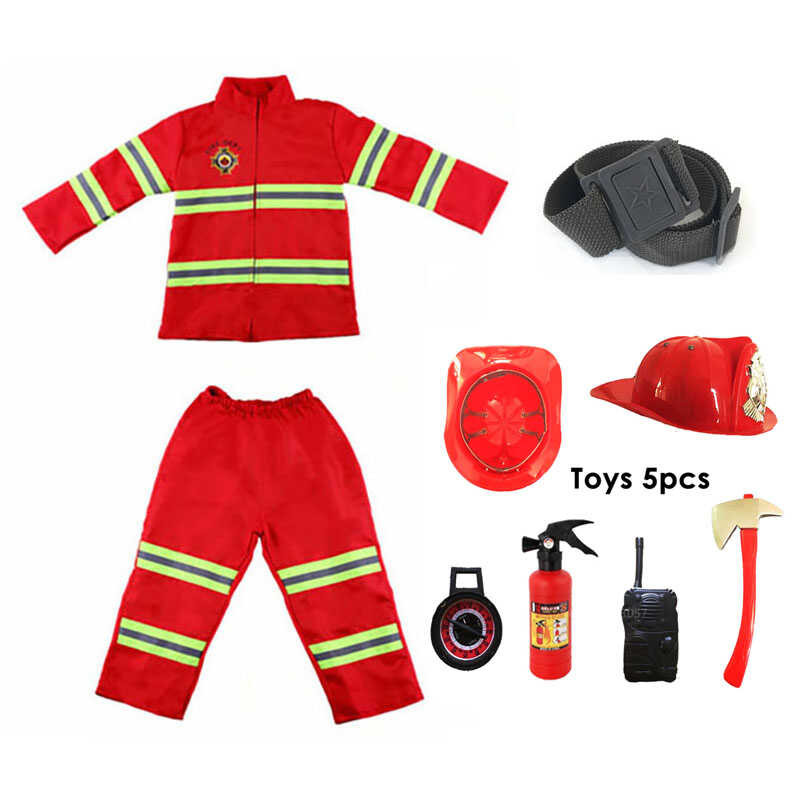 SK Firefighter Uniform Children Sam Cosplay Fireman Role Play Clothing ...