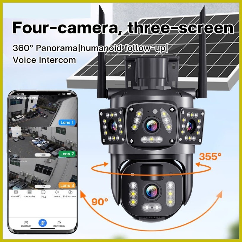 ¤ V360 Cctv Camera Wifi 4g Solar Outdoor Remote Monitoring 360°panorama Hd Monitor Shopee