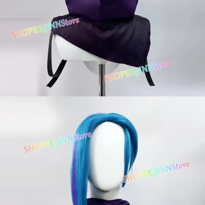 - JINN - League of Legends Arcane Season 2 JINX Cosplay Shark Cap Wig ...