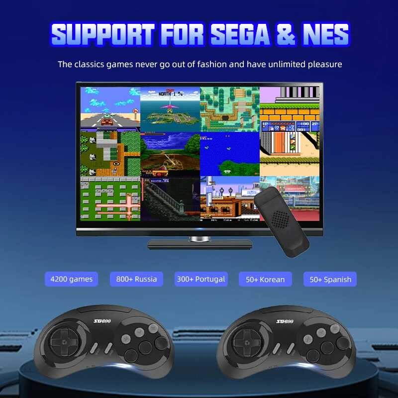 4K Video 16-Bit Wireless MD Console For Everdrive SEGA NES FC Genesis ...