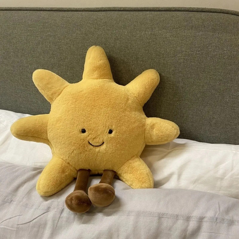 Adorable Smile Face White Moon Yellow Sun Plushie Stuffed Cute Cartoon ...