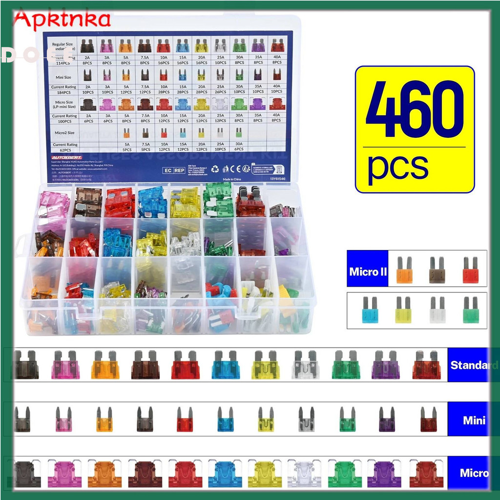 ˇ≮ 460Pcs Assortment Auto Fuses Puller Set 15A 20A 25A 30A 40A Types ...
