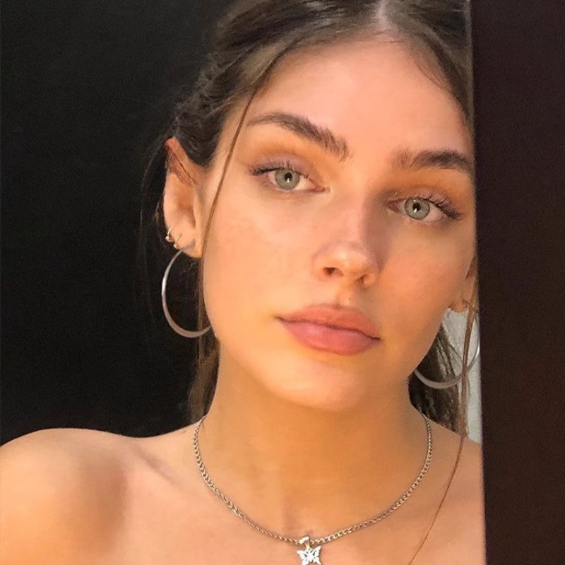 We Flower Cool Sweet S925 Silver Big Oblate Circle Hoop Earrings for ...