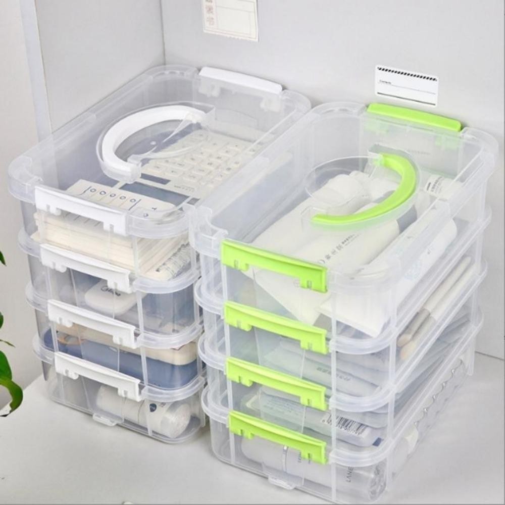 4 Layers Multi-Purpose Handheld Storage Box Large Jewellery Organiser ...
