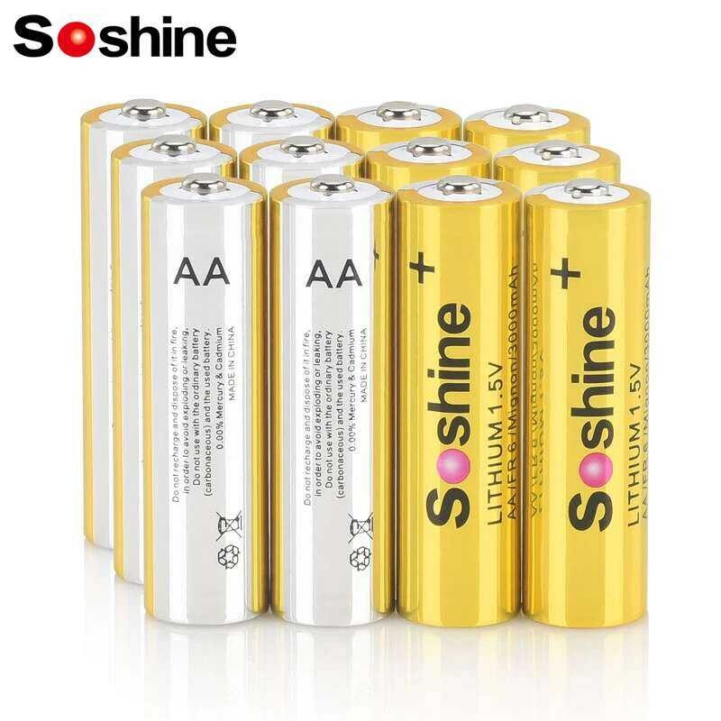 Soshine 1 B54 1.5 Volt 3000Mah Batteries AA 1.5V Lithium Battery Non ...