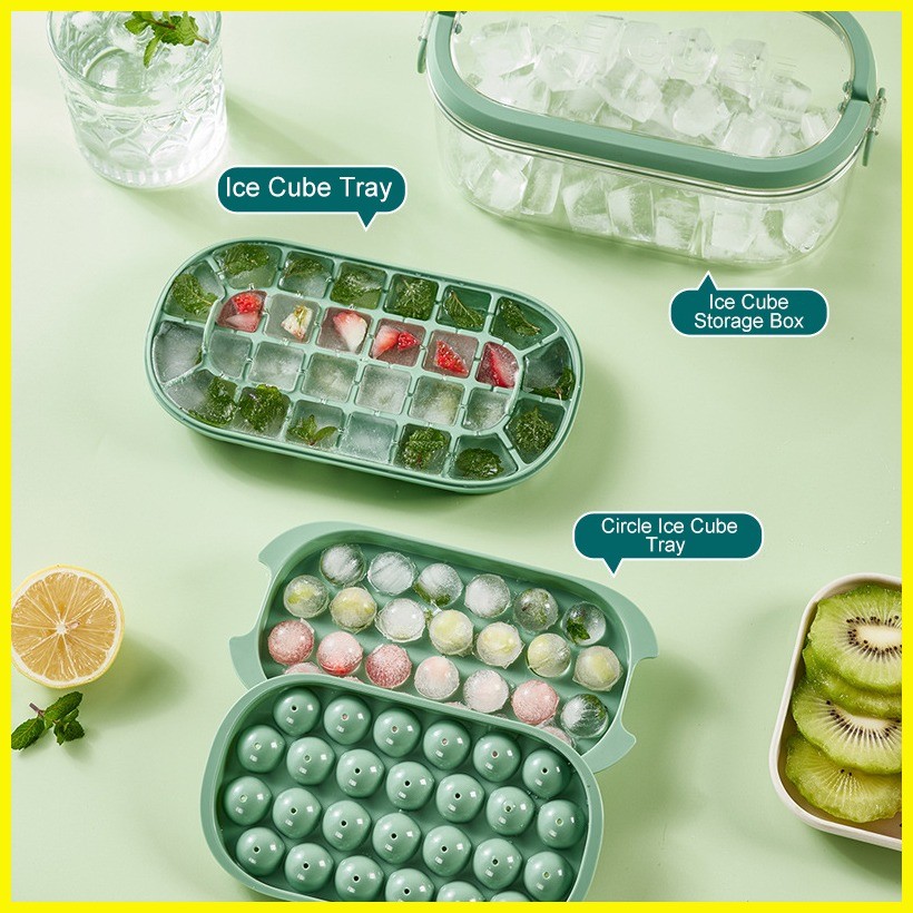 Dailyhome Silicone Ice Cube Tray with Lid Bin Container Box Ice Maker ...