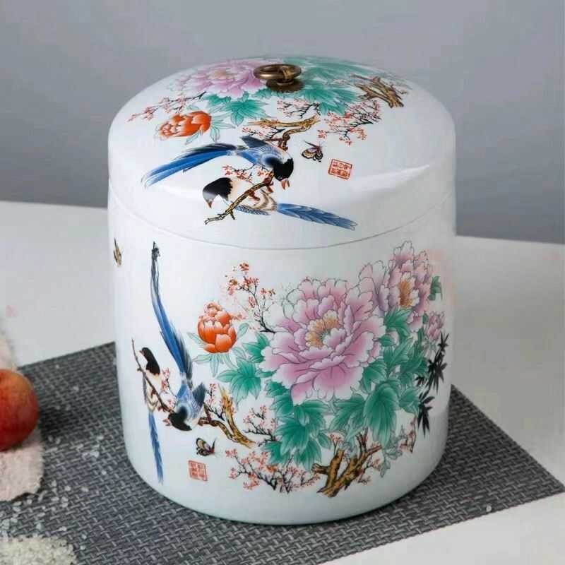 LY Container Ng Ceramic Storage Pot Clay Na May Cover Porcelain Kitchen ...