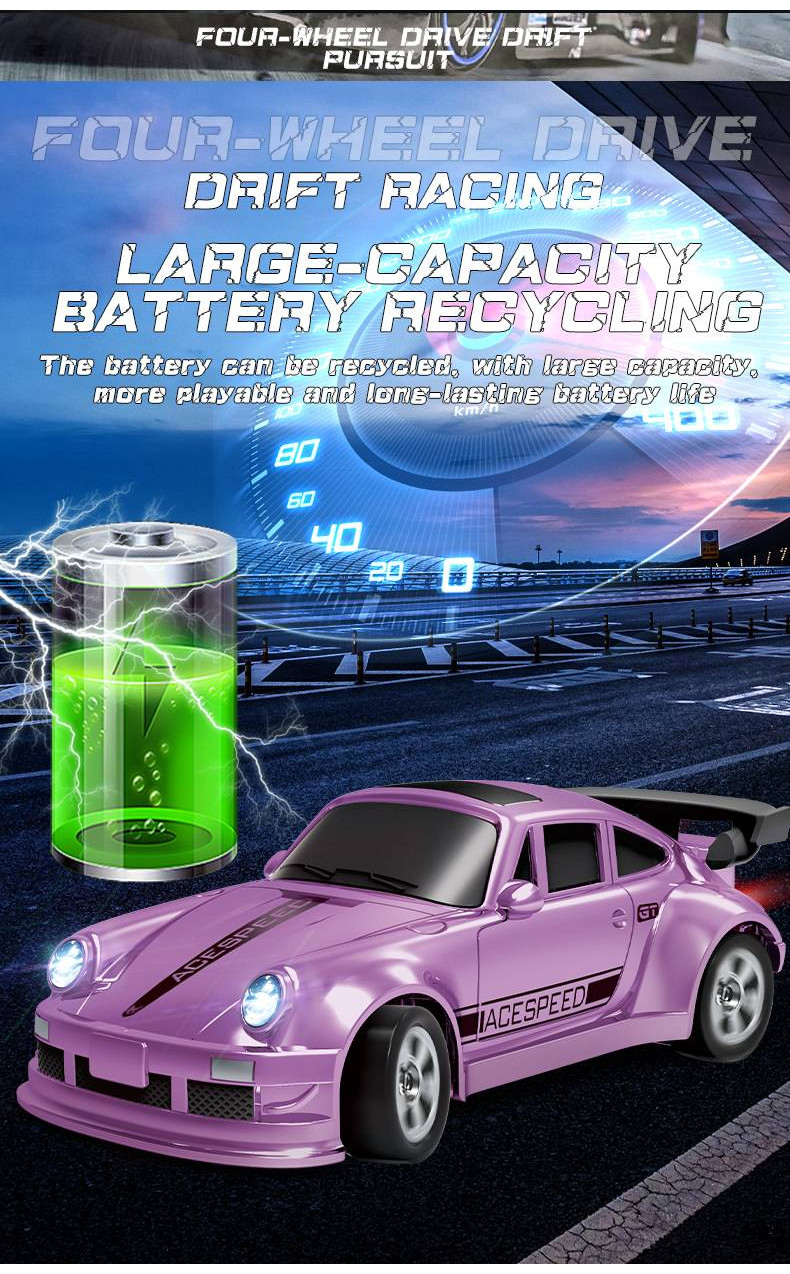 1:64 MINI RC Car 4WD High Speed Proportional Throttle Steering Remote ...