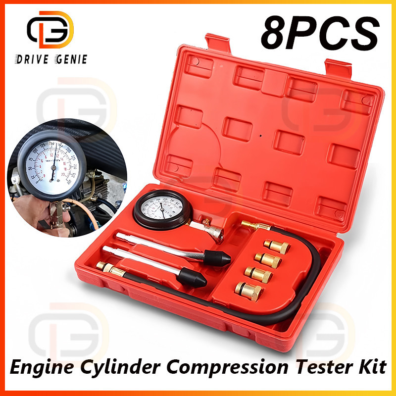 8 PCS Engine Cylinder Compression Tester Kit Auto Tool Meter, Gas ...