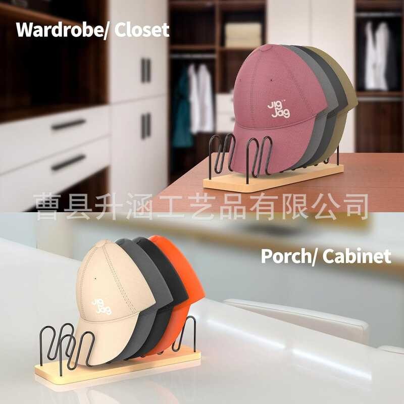 Iron Wood Combined Partition Baseball Cap Rack Desktop Home Moisture ...