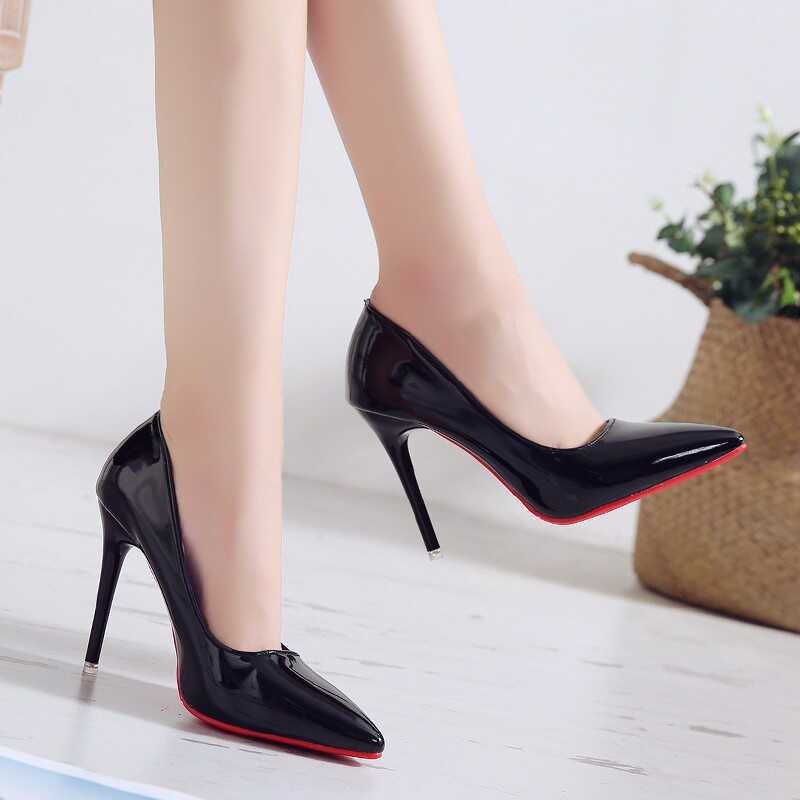 Pumps High For Ladies Pointed Toe Solid 10Cm Heel Party Stiletto Sexy ...
