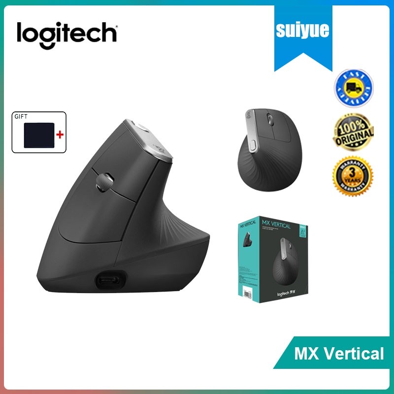 Logitech MX Vertical Wireless Bluetooth Mouse Ergonomic Rechargeable ...