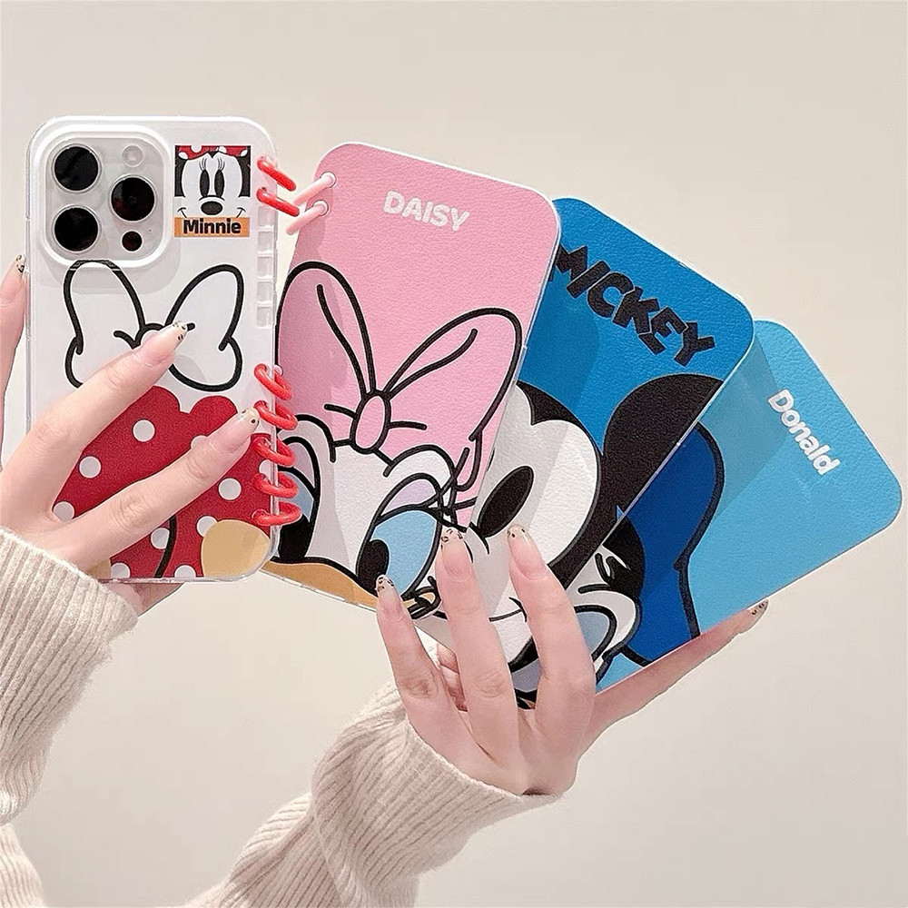 Mickey Minnie Flip Bracket Notepad Leather Phone Case For iPhone 16 Pro ...
