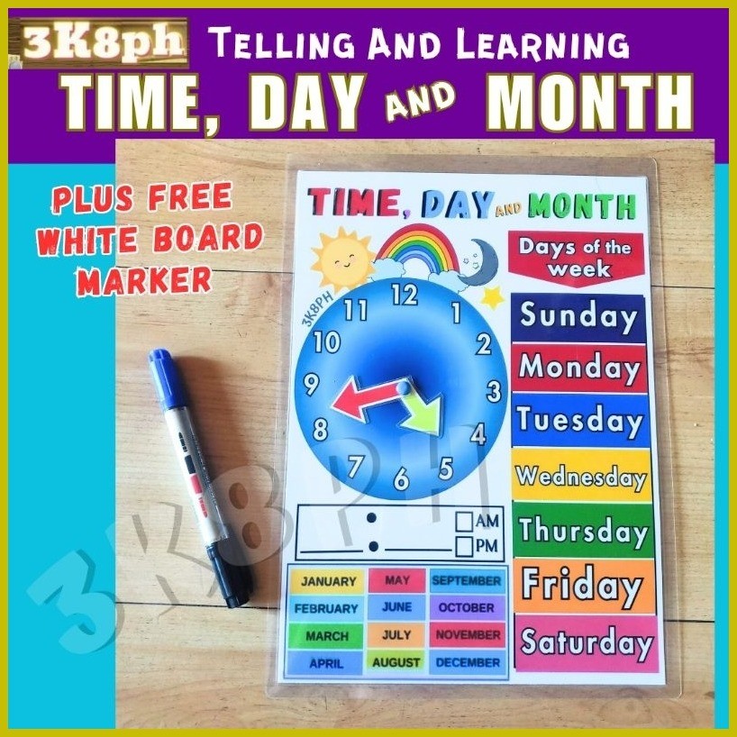 ∏ ㍿ Telling Time chart , Days of the Week chart and Months of the year ...