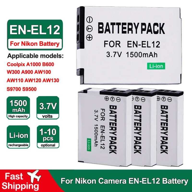 3.7V 1500mAh EN-EL12 Rechargeable Camera Battery For Nikon Coolpix ...