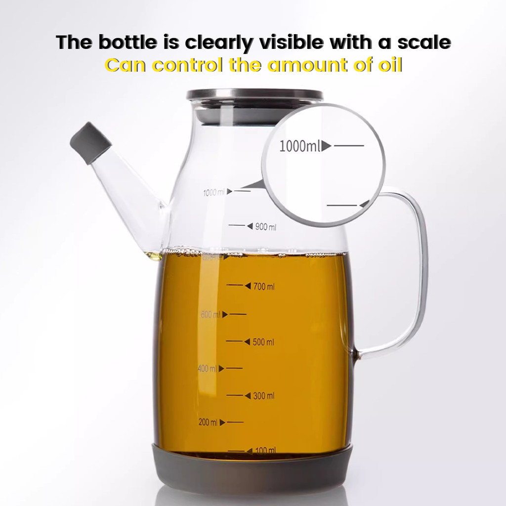 600ml/800ml/1000ml Glass Oil Bottle Cooking Oil Vinegar Soy Sauce Bottle Leak Proof Kitchen Tool ...