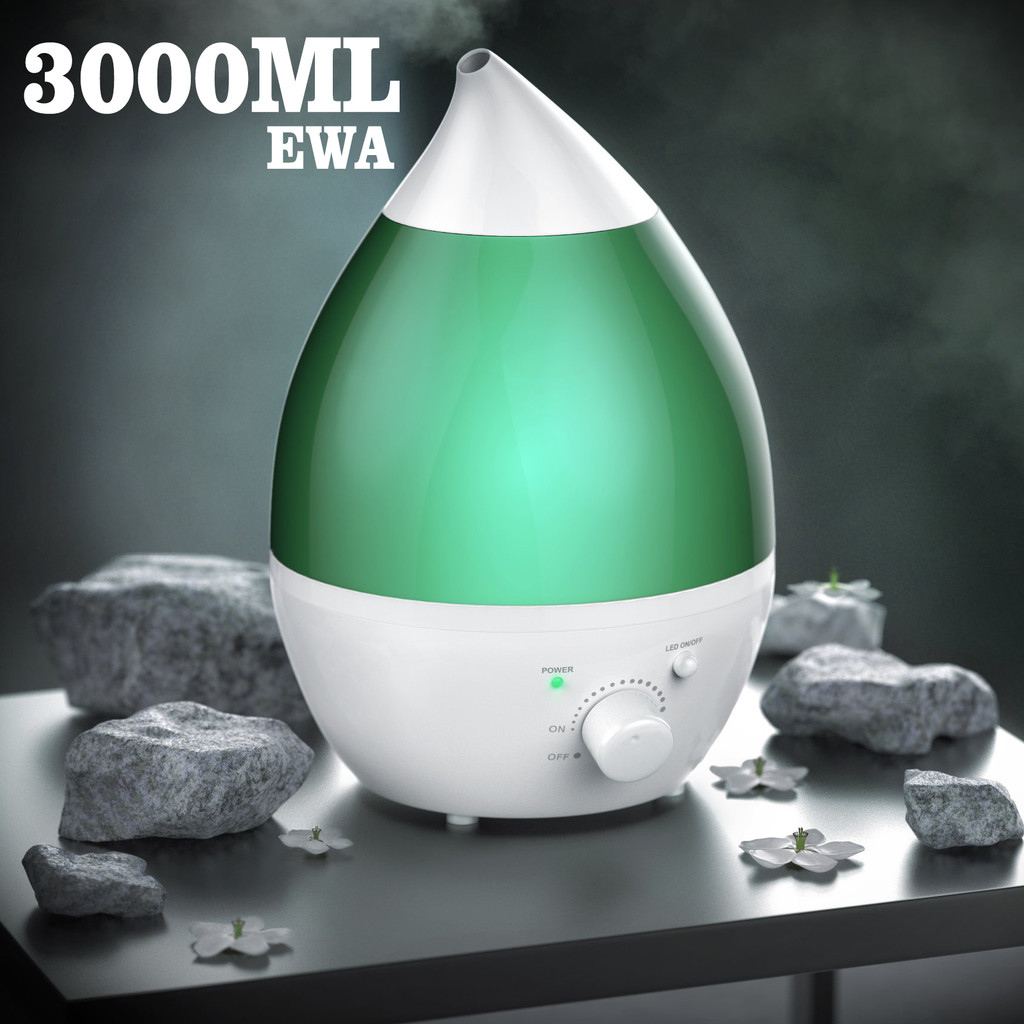 EWA 3L 3000ML 5 Light LED Color Ultrasonic Air Humidifier Home Bedroom ...