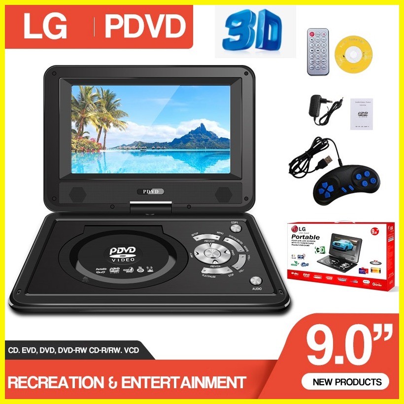 LG DVD 9 Inch 270° Swivel LCD Home Car TV DVD Player Portable VCD MP3 ...