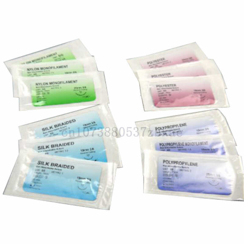 75Cm 2/0 12Pcs 3/0 4/0 Dental Needle Silk Medical Thread Suture ...