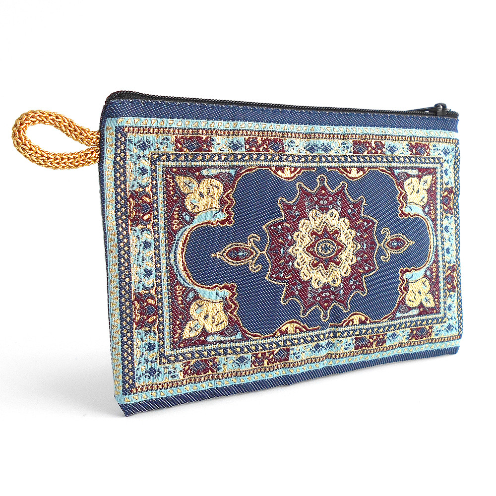 Navyblue-Light Handmade Blue Turkish Carpet Pattern Woven Coin Purse ...