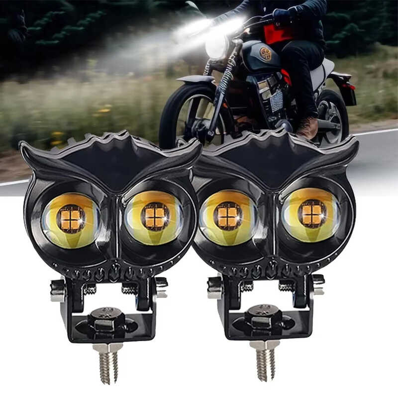 Motorcycles 3 6E Led Headlight Fog Light Car Dual Color Owl Spotlight ...