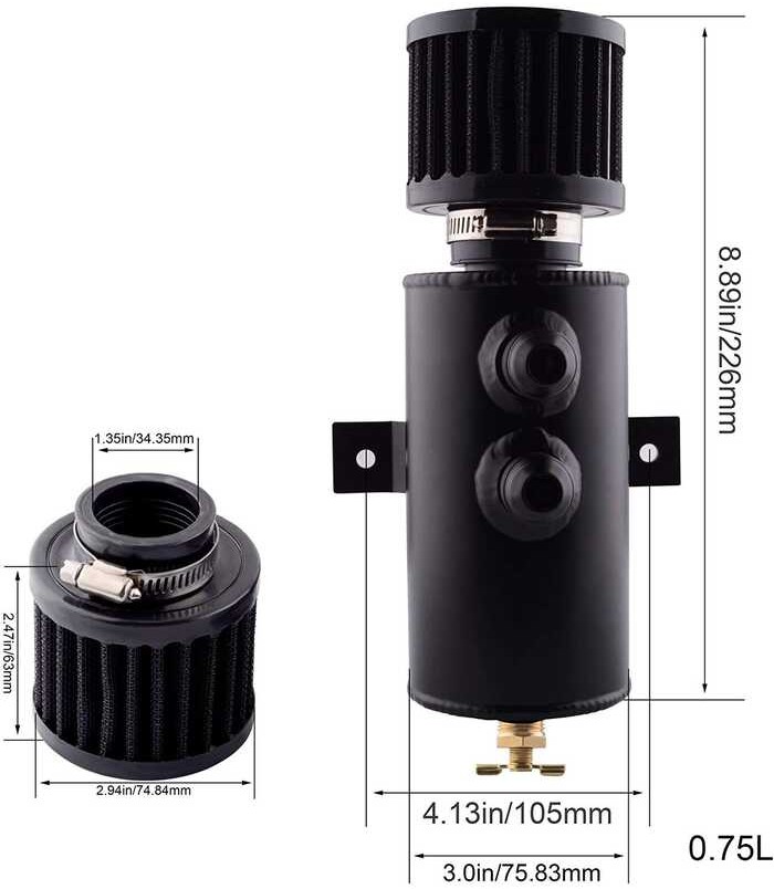 Ml 750 Univeral Aluminum Black 10An Oil Catch Can Exhaust Reservoir ...