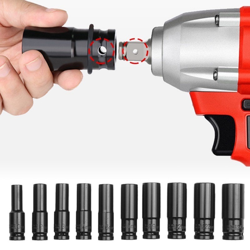 Impact Wrench Socket 10Pcs/set 1/2'' Electric Power Tool Hex Socket Set ...