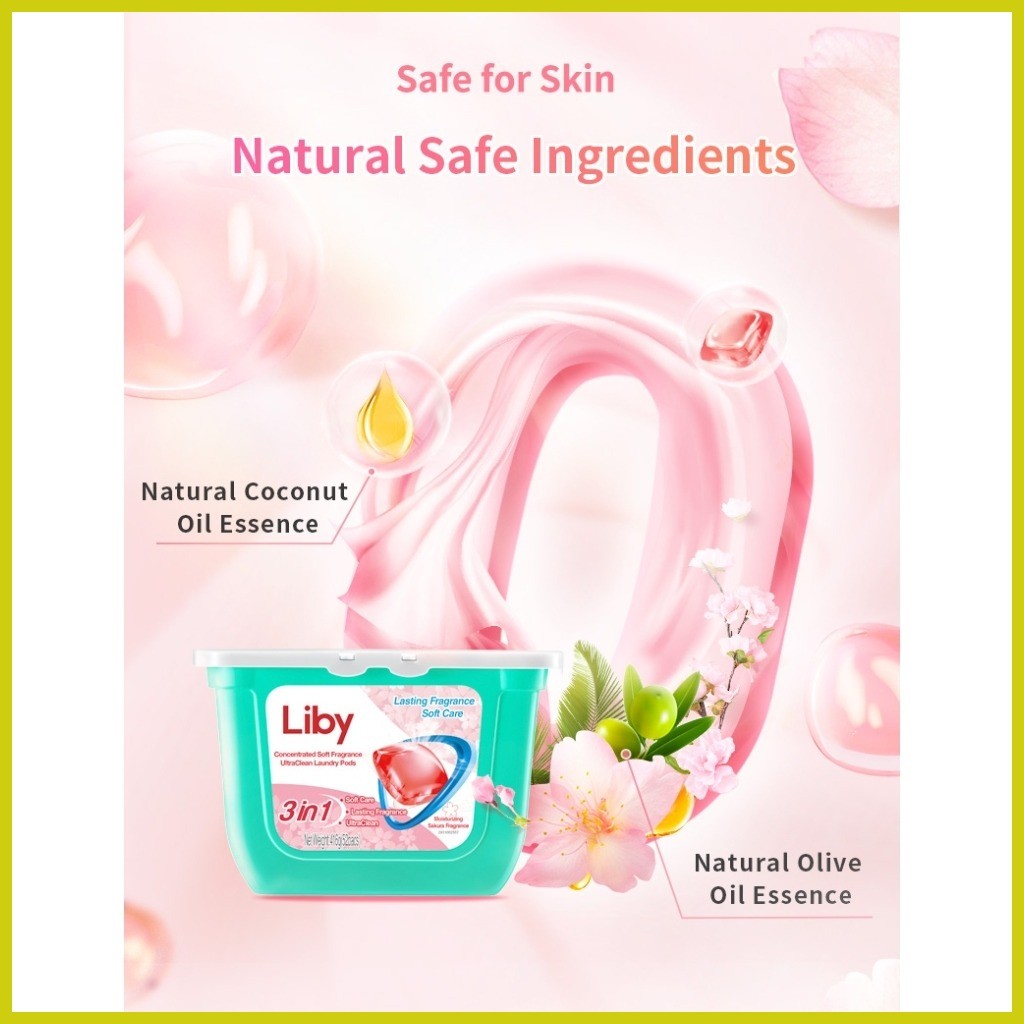 Liby 3-in-1 Laundry Beads Pods Detergent Liquid Capsule Ball Washing ...