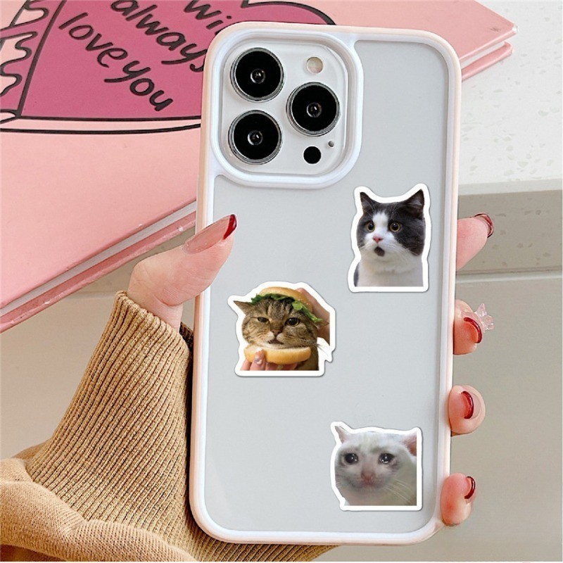 50pcs Cute Funny Meme Cat Stickers Kawaii Cartoon Animals Decals Laptop