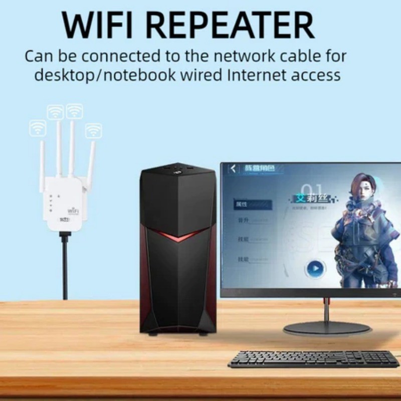 Wireless Router 300Mbps WiFi Repeater 6 Antenna Signal Extender Version ...