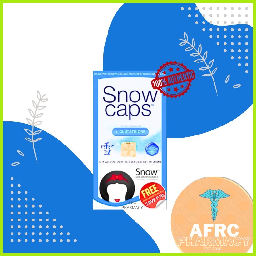 ♣ Snow Caps Glutathione 30 Capsules Free Snow Skin Whitening Soap ...