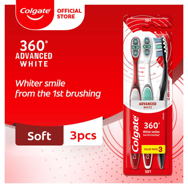 Colgate 360 Advanced White Toothbrush 3-Pack (Soft) | Shopee Philippines