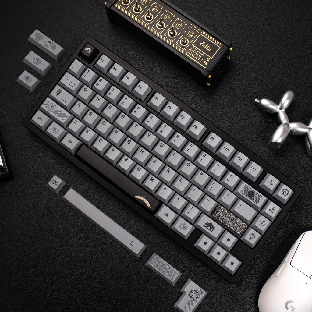 Temple Keycaps PBT Cherry Profile 148 Keys Grey / off-white / sand ...