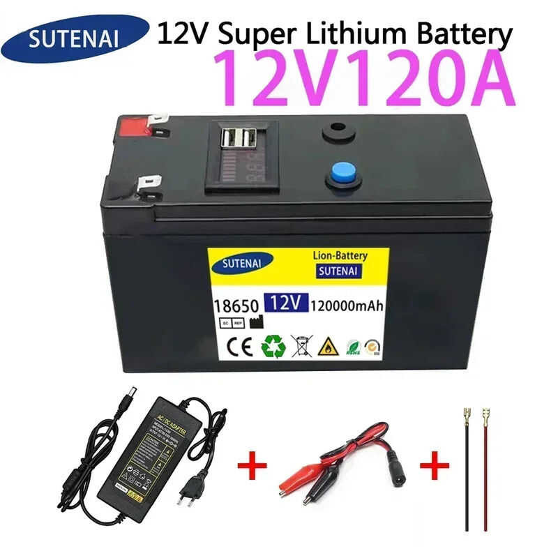 12V 120Ah Battery 18650 Lithium Rechargeable Solar Energy Electric ...