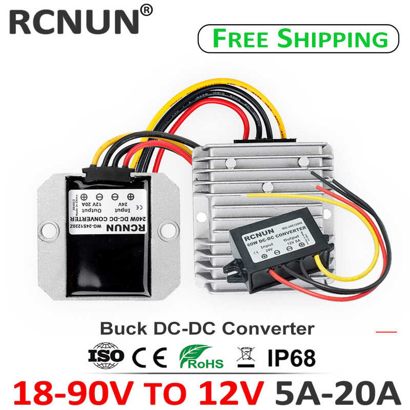 To RCNUN 18-90V 12V 5A 10A 15A 20A DC Converter Step Down Voltage ...