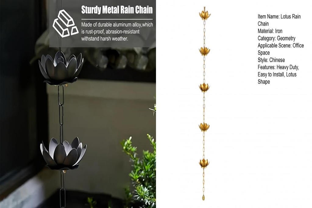 livecity| Adjustable Rain Chain Lotus Flower Rain Chain Lotus Rain ...