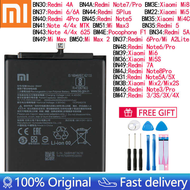 Original 9 Battery Xiaomi Mi Redmi Note Max Mix 2 3 3S 3X 4 4X 4A 5 5A ...