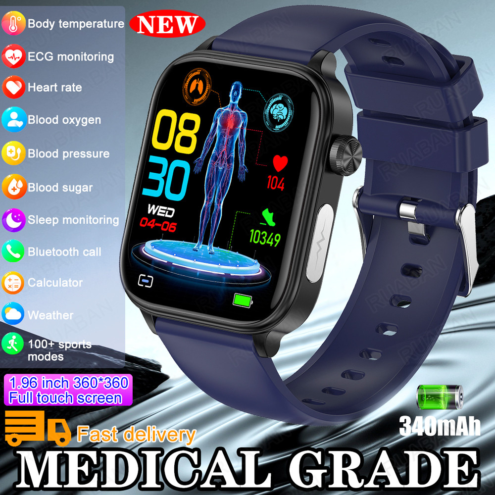 Smart 4E New Watch Men Medical Grade Blood Lipid Uric Acid Monitor ECG ...