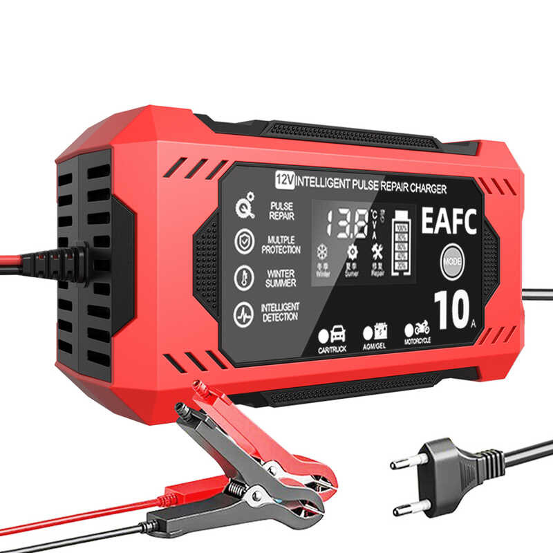 Fully 12V 8A/10A Automatic Car Pulse Repair LCD Charger For Auto Moto ...